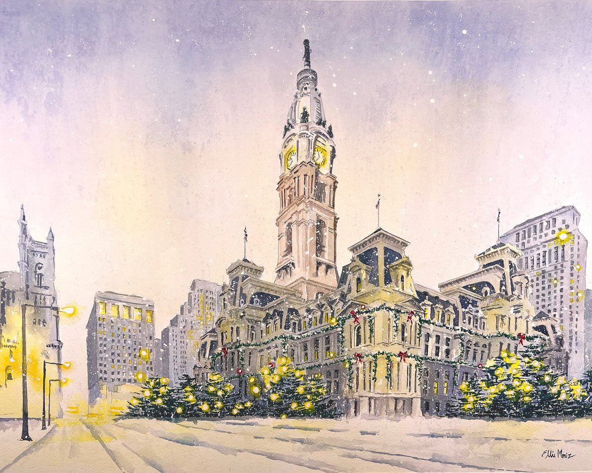 City Hall in Snow– Ellie Moniz Watercolors